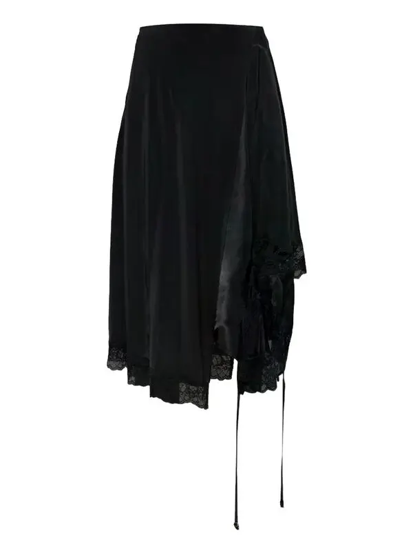 Vetements Lace-trim Asymmetric Skirt - Black