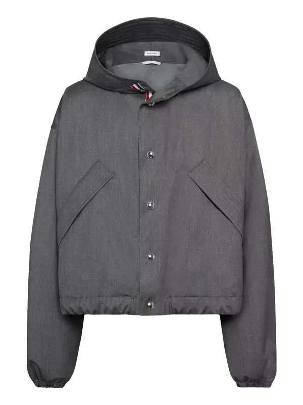 Thom Browne Button-fastening Hooded Jacket - Grey