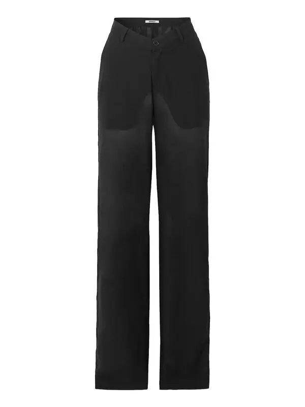 SUPRIYA LELE Paneled Wide-leg Wool-blend Pants - Black
