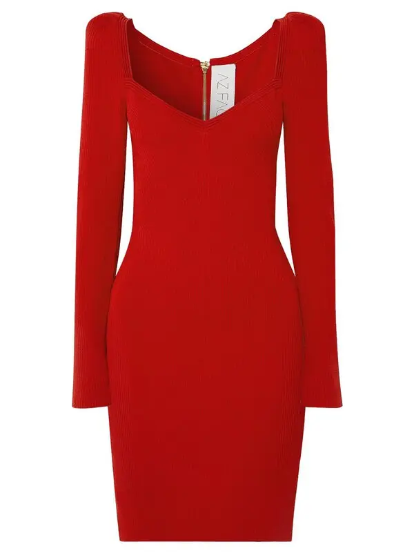 AZ FACTORY Mybody Ribbed Knit Mini Dress - Red