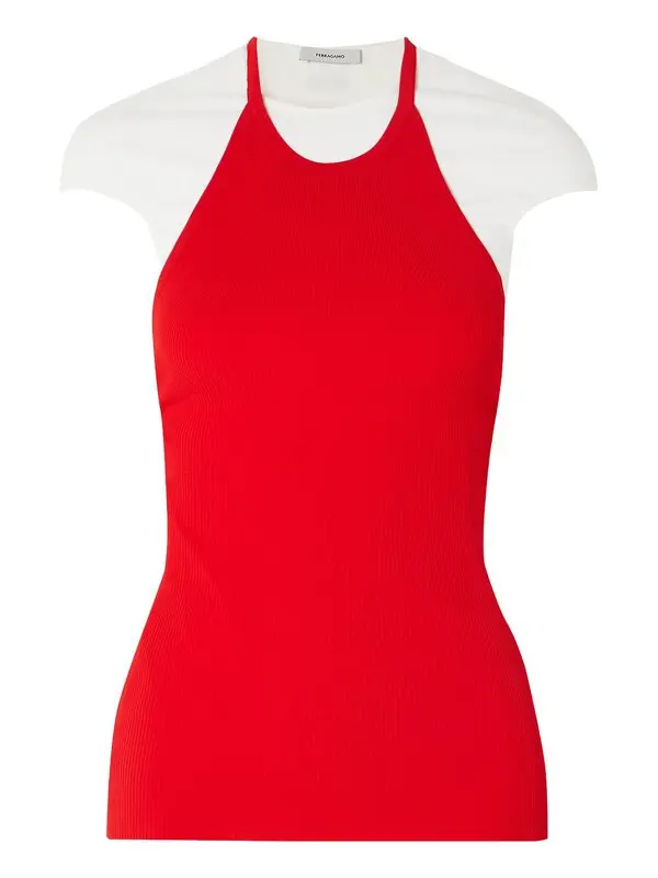 FERRAGAMO Two-tone Layered Jersey Set - Red
