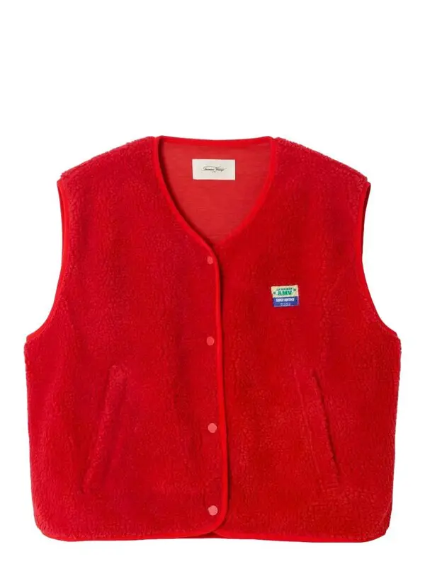 American Vintage Buttoned Sleeveless Waistcoat - Red