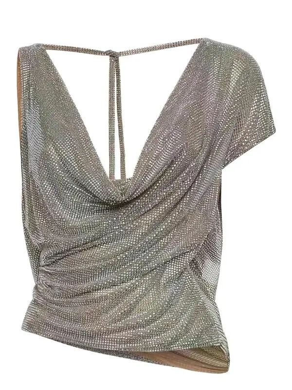 Giuseppe Di Morabito Draped Crystal Embellished Top - Silver