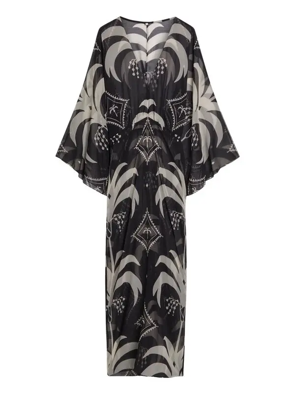 Johanna Ortiz Patterned Georgette Maxi Kaftan - Black