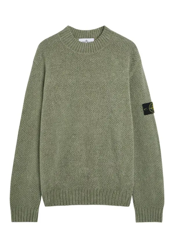 Stone Island Logo Cotton Jumper - Sage