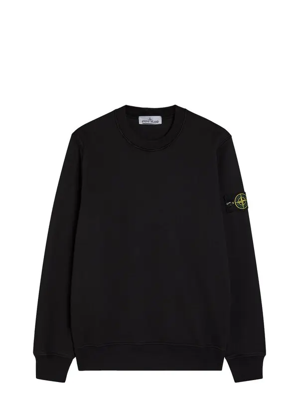Stone Island Cotton Sweatshirt With Logo - Black