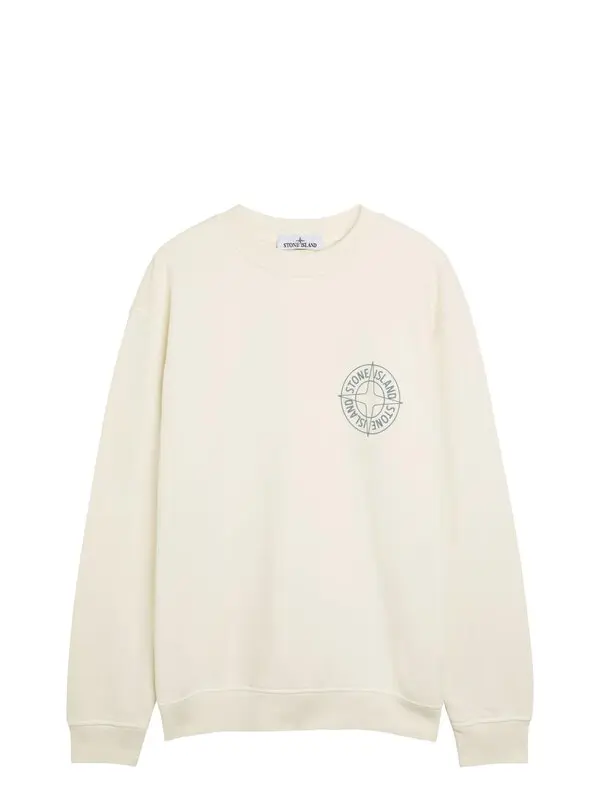 Stone Island Logo-print Cotton Sweatshirt - Ivory
