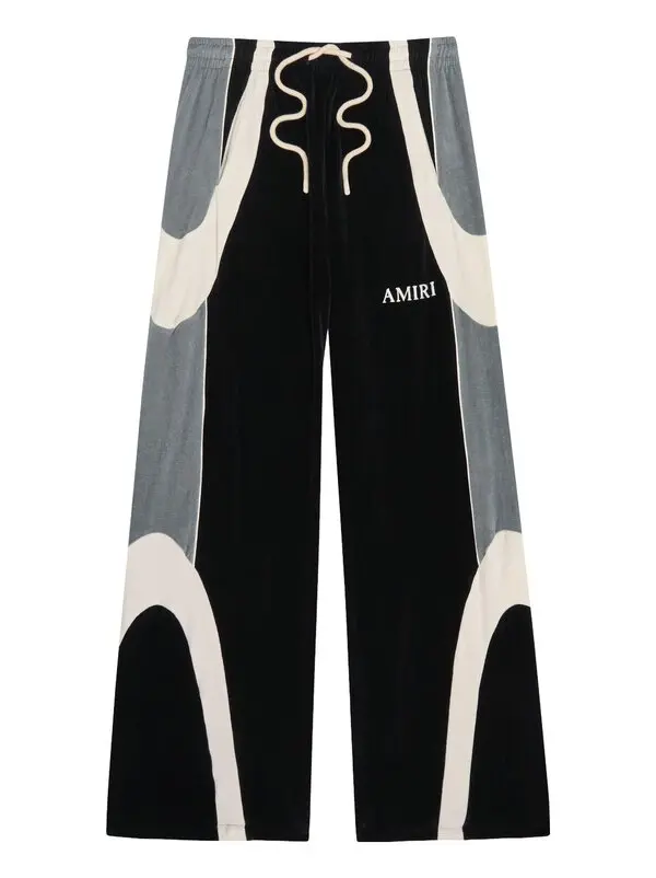 Amiri Colour-blocked Velour Track Pants - Black