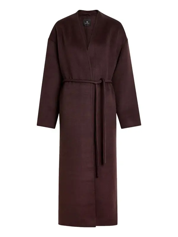 ANINE BING Hunter Belted Wool And Cashmere-blend Coat - Dark Brown