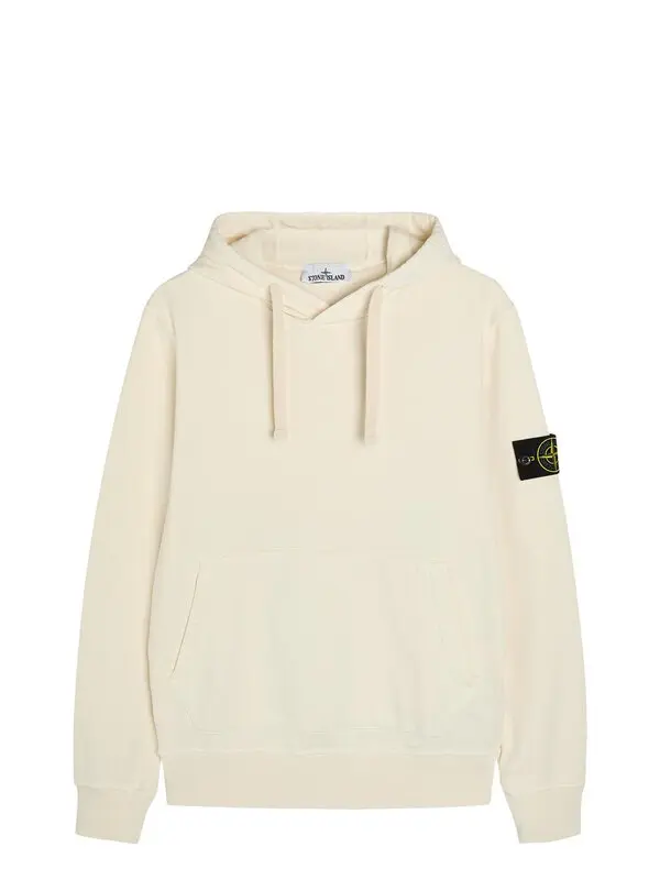Stone Island Hooded Cotton Sweatshirt - Ivory