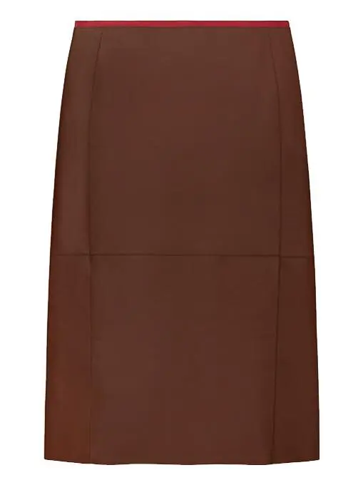 Tory Burch Leather Pencil Skirt - Rich Mahogany