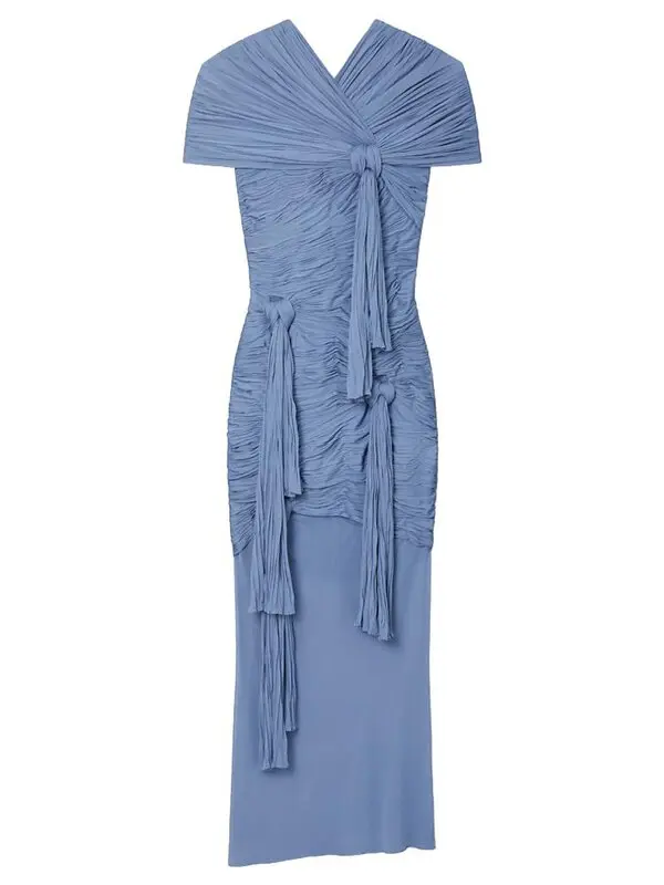 Tory Burch Knotted Viscose Dress - Pale Blue