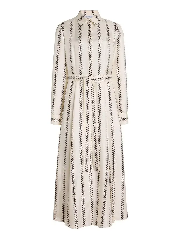 Gabriela Hearst Galway Maxi Shirtdress In Printed Silk Twill - Ivory Multi