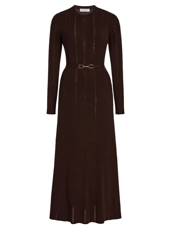 Gabriela Hearst Imagene Pointelle Knit Midi Dress - Chocolate