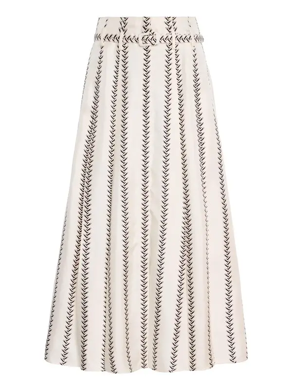 Gabriela Hearst Dugald Printed Silk Twill Skirt - Ivory Multi