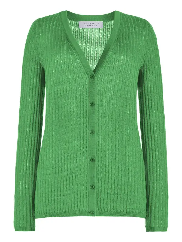 Gabriela Hearst Emma Pointelle Knit Cardigan - Peridot Green