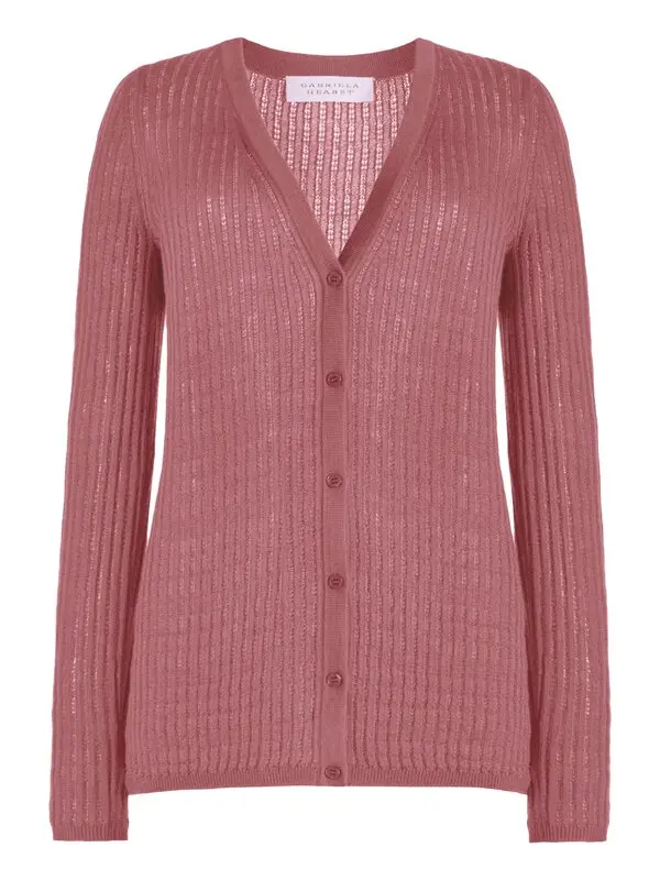 Gabriela Hearst Emma Pointelle Knit Cardigan - Rose Quartz