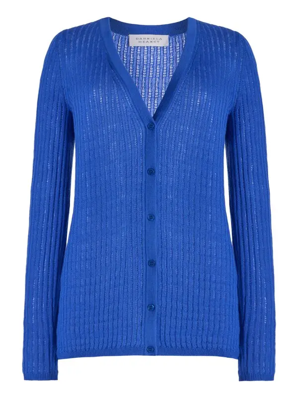 Gabriela Hearst Emma Pointelle Knit Cardigan - Sapphire
