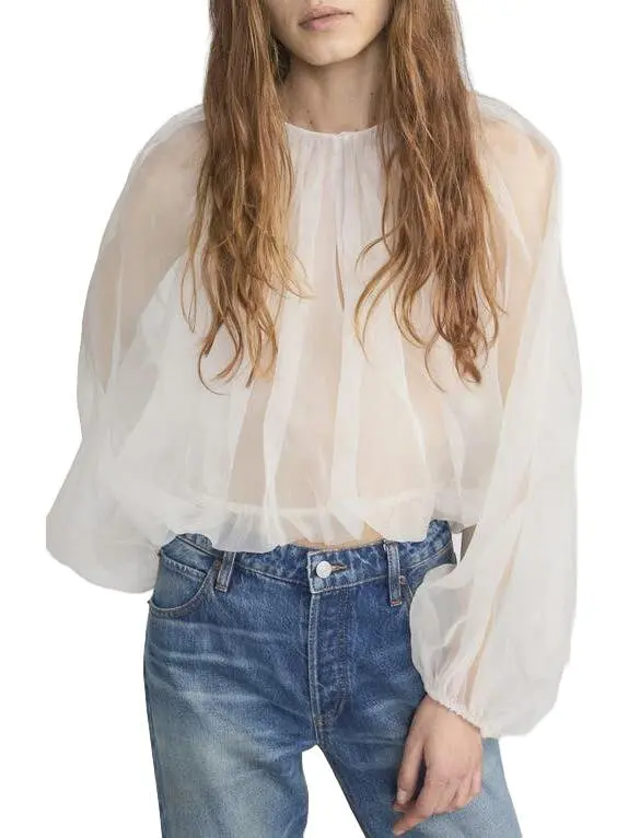 FRAME Sheer Silk Top - Cream