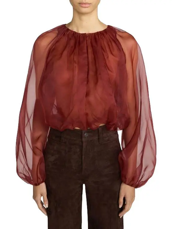 FRAME Sheer Silk Top - Paprika