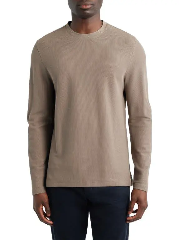 Robert Barakett Sorrell Long Sleeve Cotton Blend T-shirt - Ash Brown