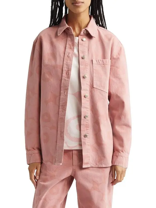 Marimekko Maridenim Vaihe Unikko Denim Shirt Jacket - Light Pink