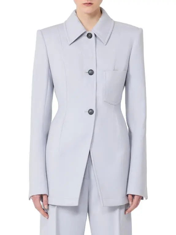 Sportmax Ottelia Stretch Gabardine Cutaway Jacket - Medium Grey