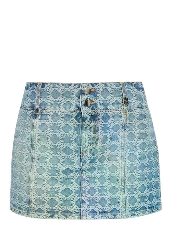Amiri Patterned Denim Mini Skirt - Blue