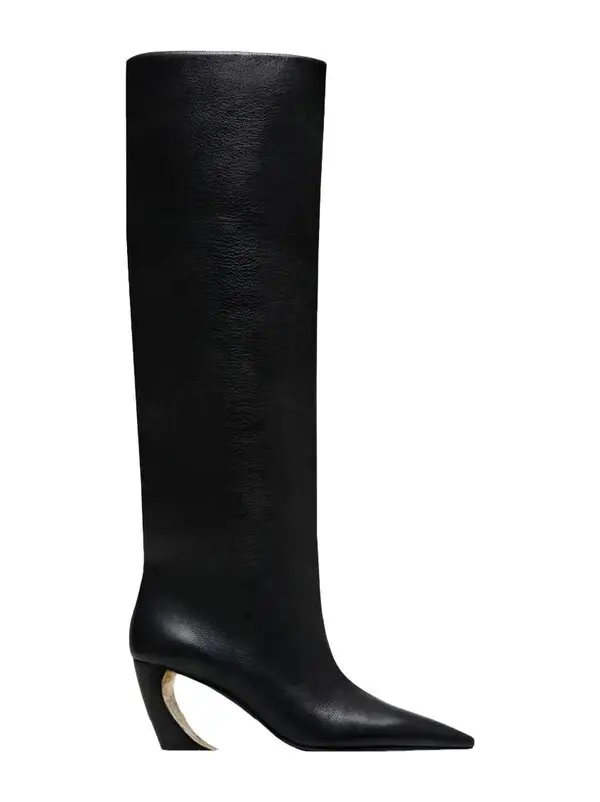 VANDA NOVAK Venus Knee-high Boots With Sculpted Heel - Black