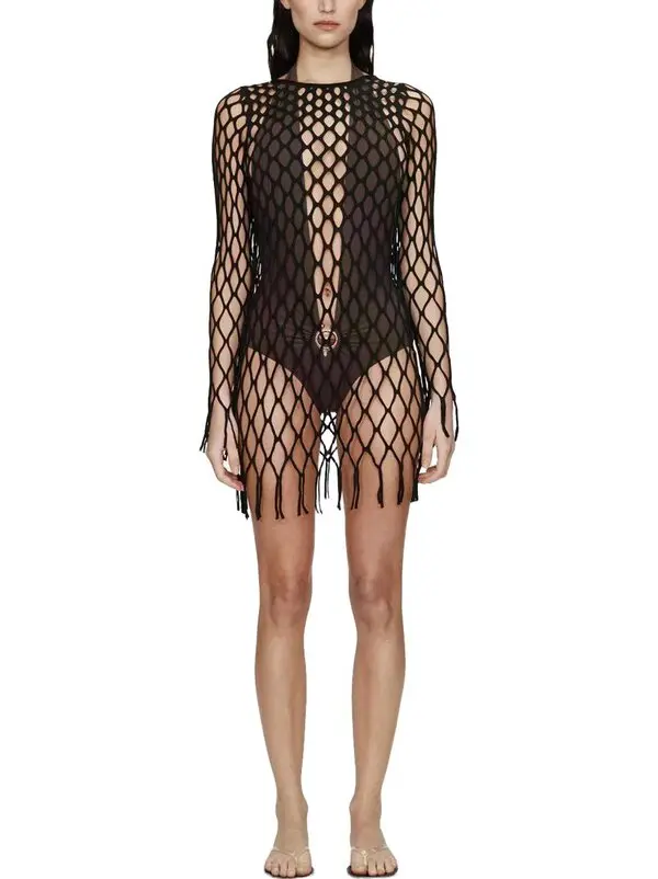 Christopher Esber Knitted Mesh Mini Dress - Brown