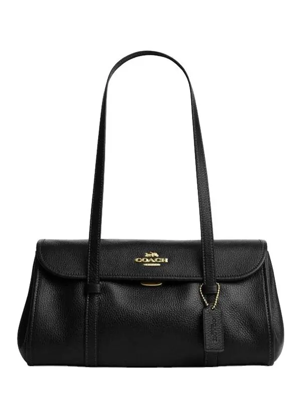 COACH® Bridget Flap Shoulder Bag - Pebbled Leather/gold/black