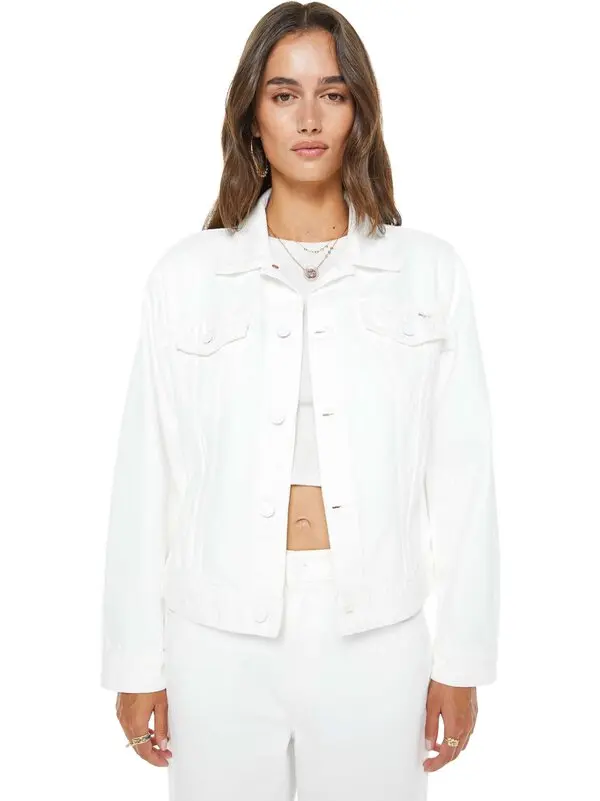 MOTHER The Bruiser Picket Fence Denim Jacket - White