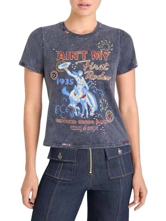 Cinq À Sept Ain't My First Rodeo T-shirt - Navy Multi