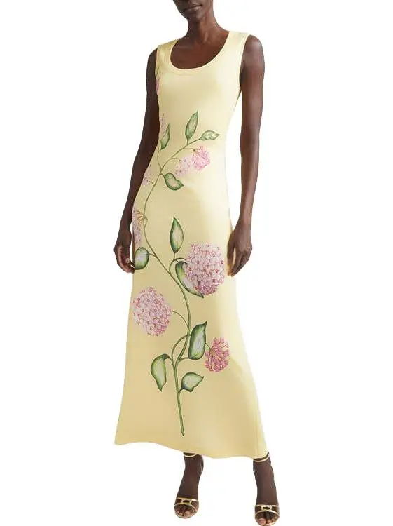 Oscar De La Renta Porcelain Flower Jersey Maxi Dress - Pink/butter