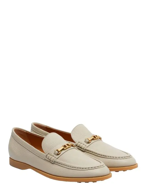TOD'S Embellished Leather Loafers - White