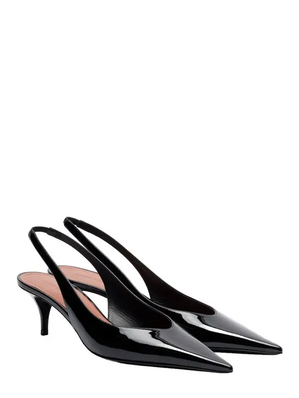 Amina Muaddi Anok 55 Patent Leather Slingback Pumps - Black