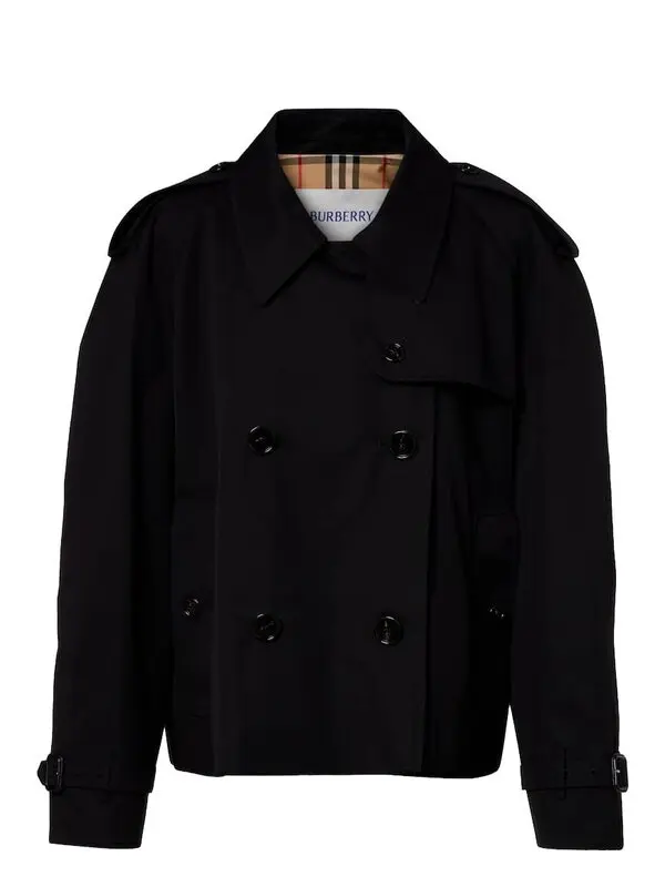 Burberry Cropped Cotton Gabardine Trench Jacket - Black