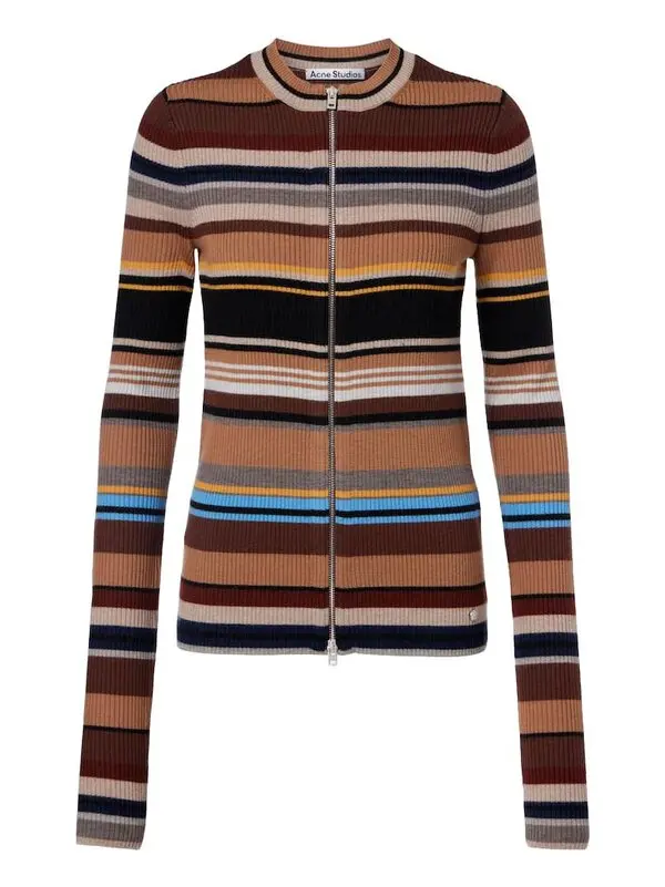 Acne Studios Kilian Striped Zip-up Wool Cardigan - Multicoloured