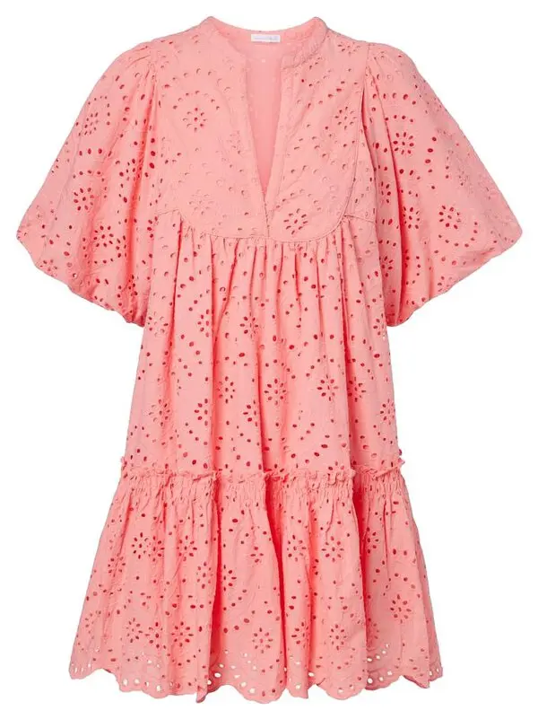 Poupette St Barth Cruz Broderie Anglaise Cotton Minidress - Pink