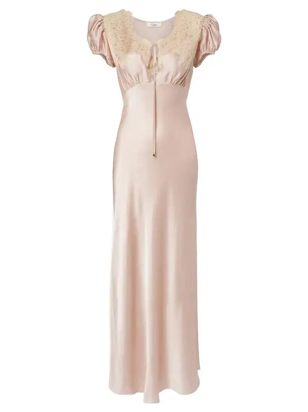 Chloé Lace-trimmed Silk Maxi Dress - Pink