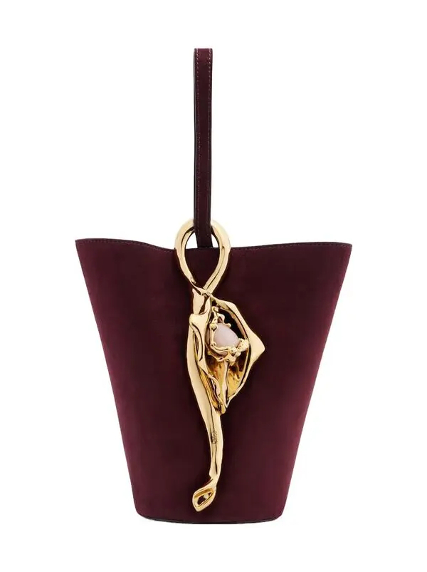 Chloé Eden Treasures Small Suede Bucket Bag - Burgundy
