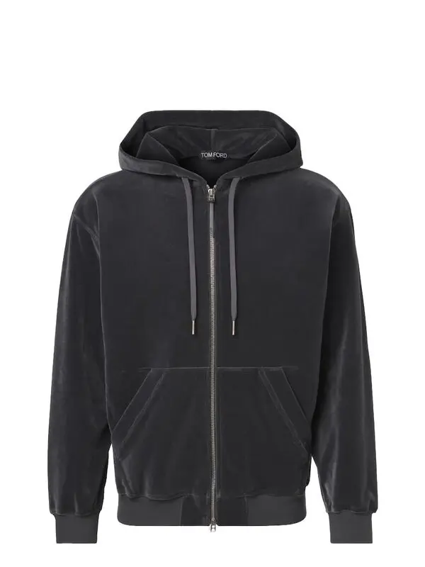 TOM FORD Velvet Zip-up Hoodie - Grey