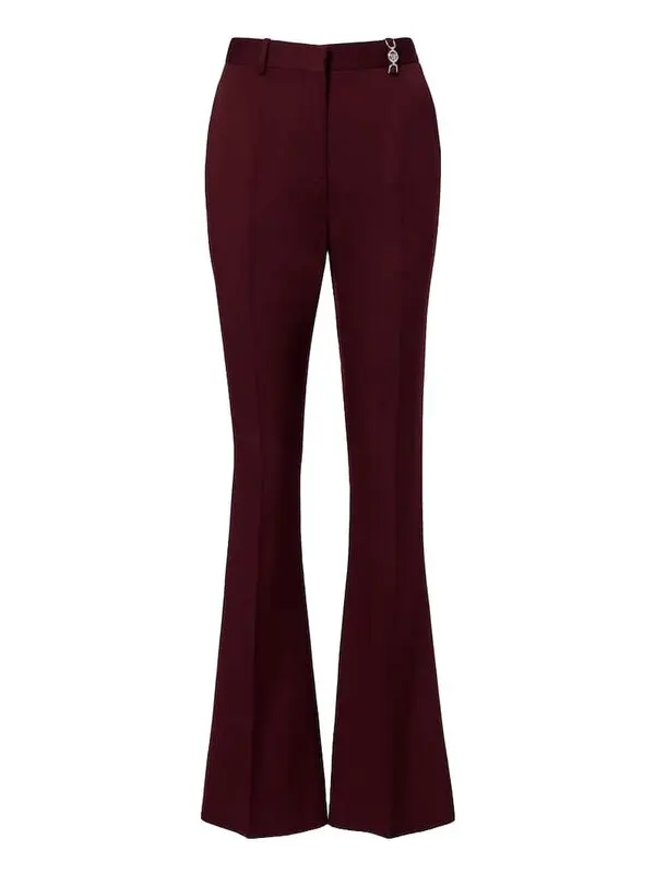 Versace Wool Flared Trousers - Burgundy