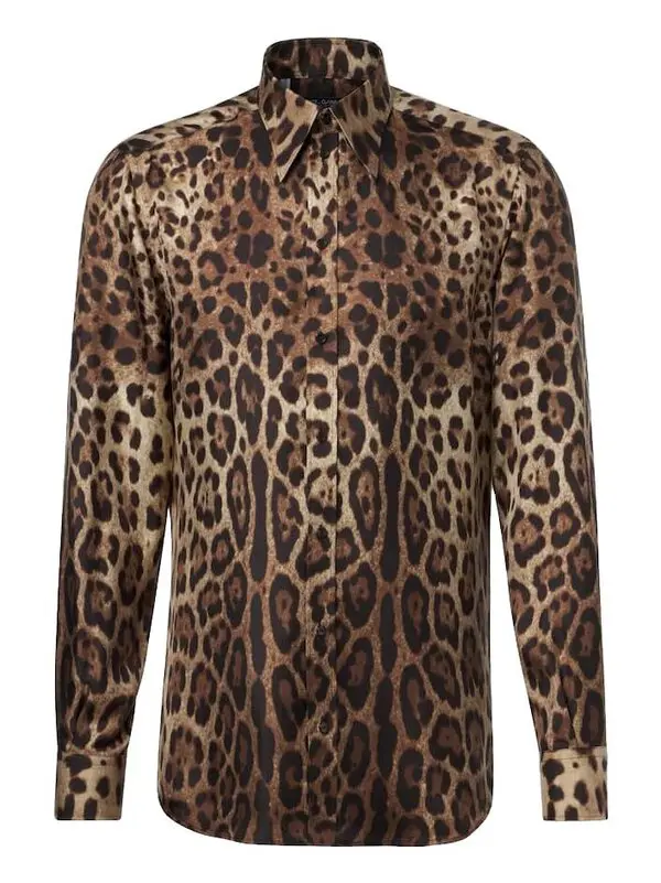 Dolce & Gabbana Leopard-print Silk Shirt - Beige
