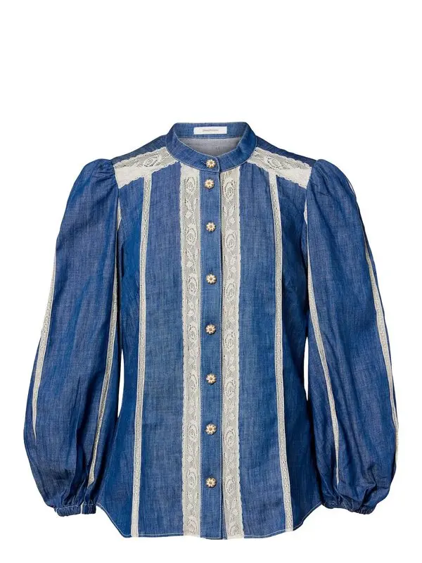 Zimmermann Awaken Lace-trimmed Denim Shirt - Blue
