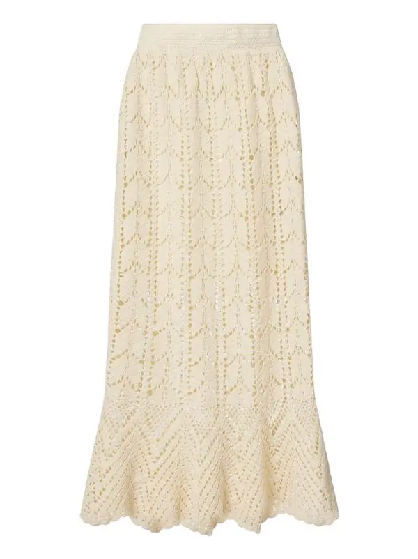Zimmermann Crochet Cotton Midi Skirt - White