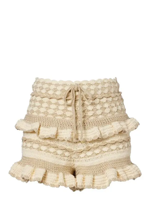 Zimmermann Wanderlust Crochet Tiered Shorts - White