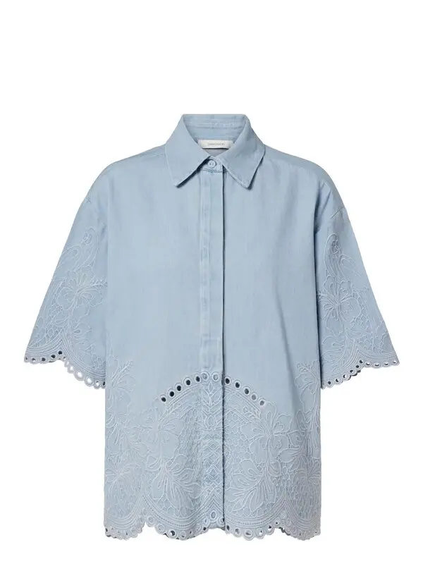 Zimmermann Daylight Broderie Anglaise Denim Shirt - Blue