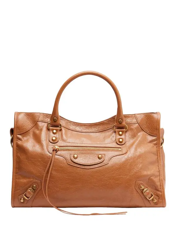 Balenciaga Le City Medium Leather Tote Bag - Brown