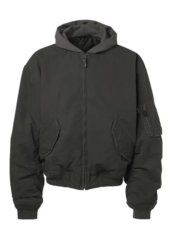 Balenciaga Cotton-blend Hooded Bomber Jacket - Grey